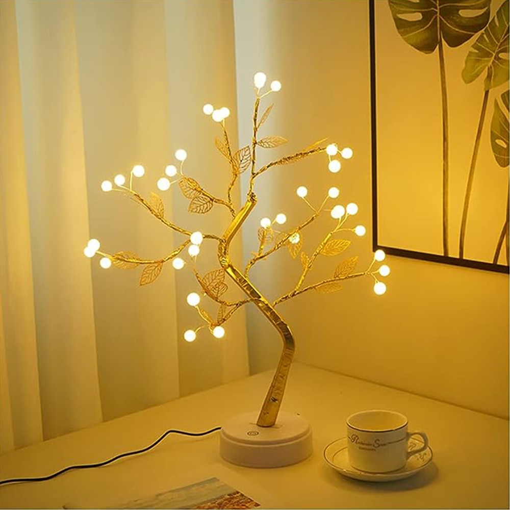 Lampa de veghe, GOGOU®, Model Copac, LED, Gypsophila, Lumina calda ...