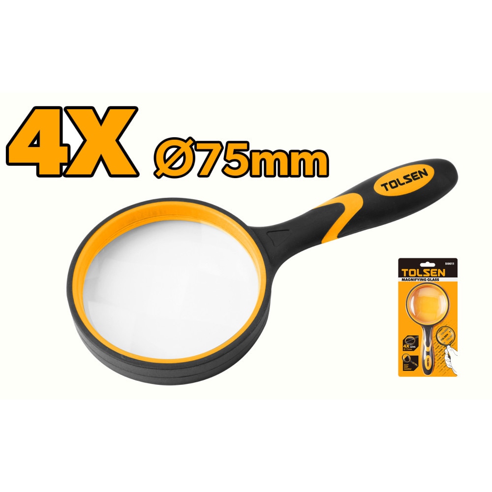 Lupa cu maner din cauciuc 4 X, 75 mm, Tolsen - eMAG.ro