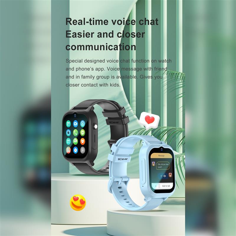 Ceas Smartwatch Copii BClever® 1.83 inch, 2 bratari si un snur cu Husa ...