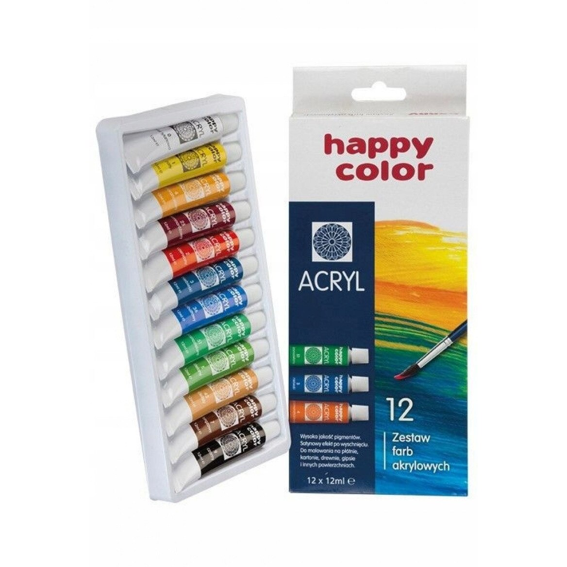 Set Vopsele acrilica Happy Color, 12 culori - eMAG.ro