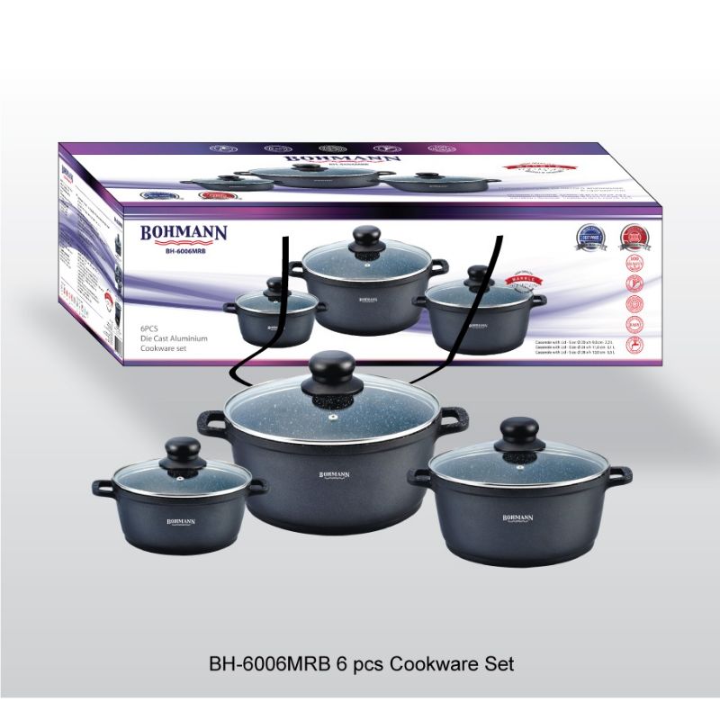 Bohmann, Комплект от 6 тигана, BH-6006 mrb, Индукция. 2.2 / 3.1 / 5.5 л ...
