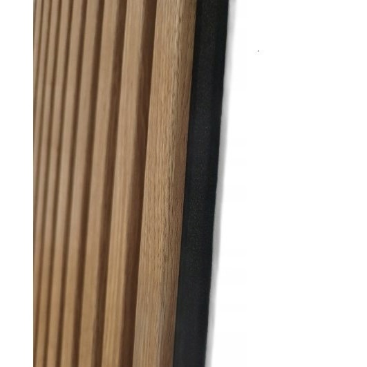 Set 3 bucati Riflaj decorativ PREMIUM de tip Panou Acoustic, Stejar Natur Saragossa, MDF, 260x40 ...