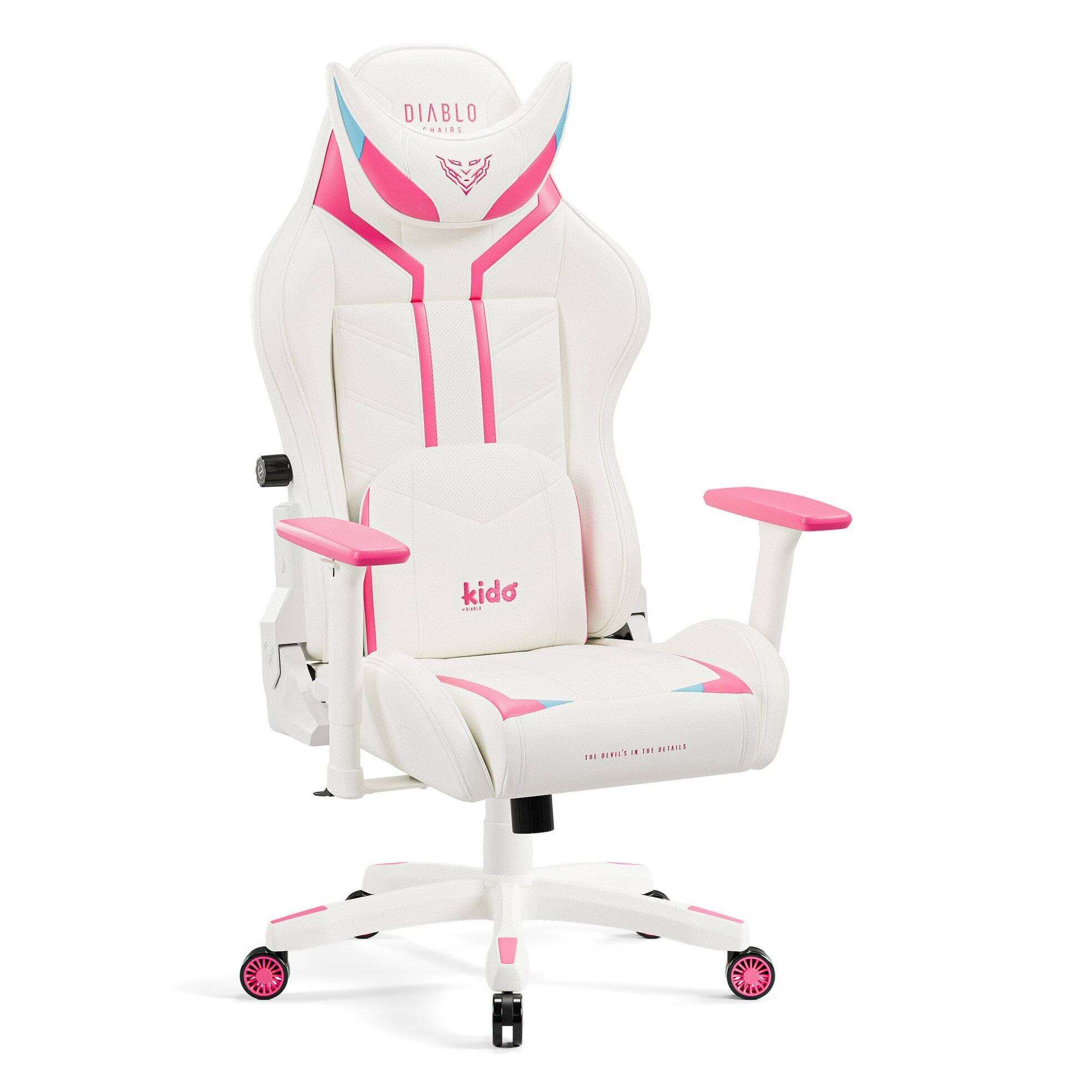 Scaun de gaming pentru copii, Diablo Chairs, X-Ray, Kids Size, Alb-roz ...