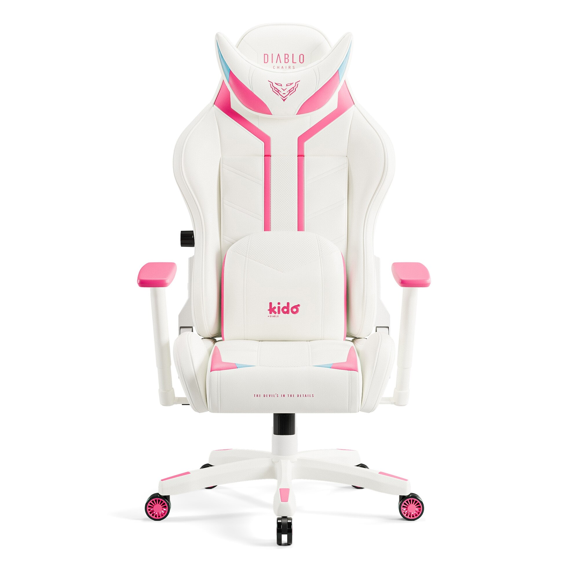 Scaun de gaming pentru copii, Diablo Chairs, X-Ray, Kids Size, Alb-roz ...
