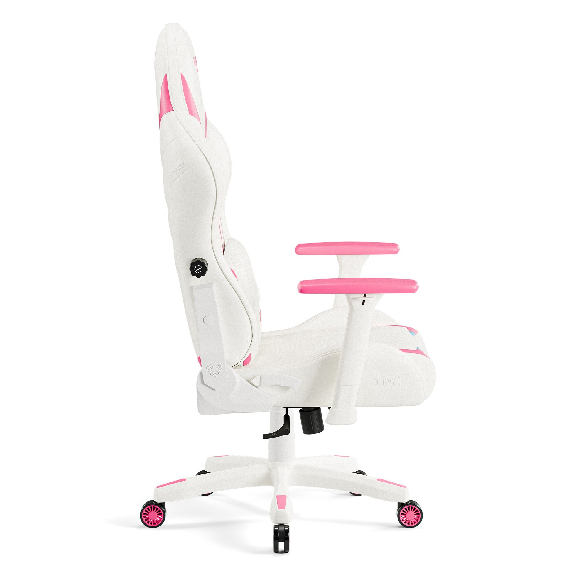 Scaun de gaming pentru copii, Diablo Chairs, X-Ray, Kids Size, Alb-roz ...