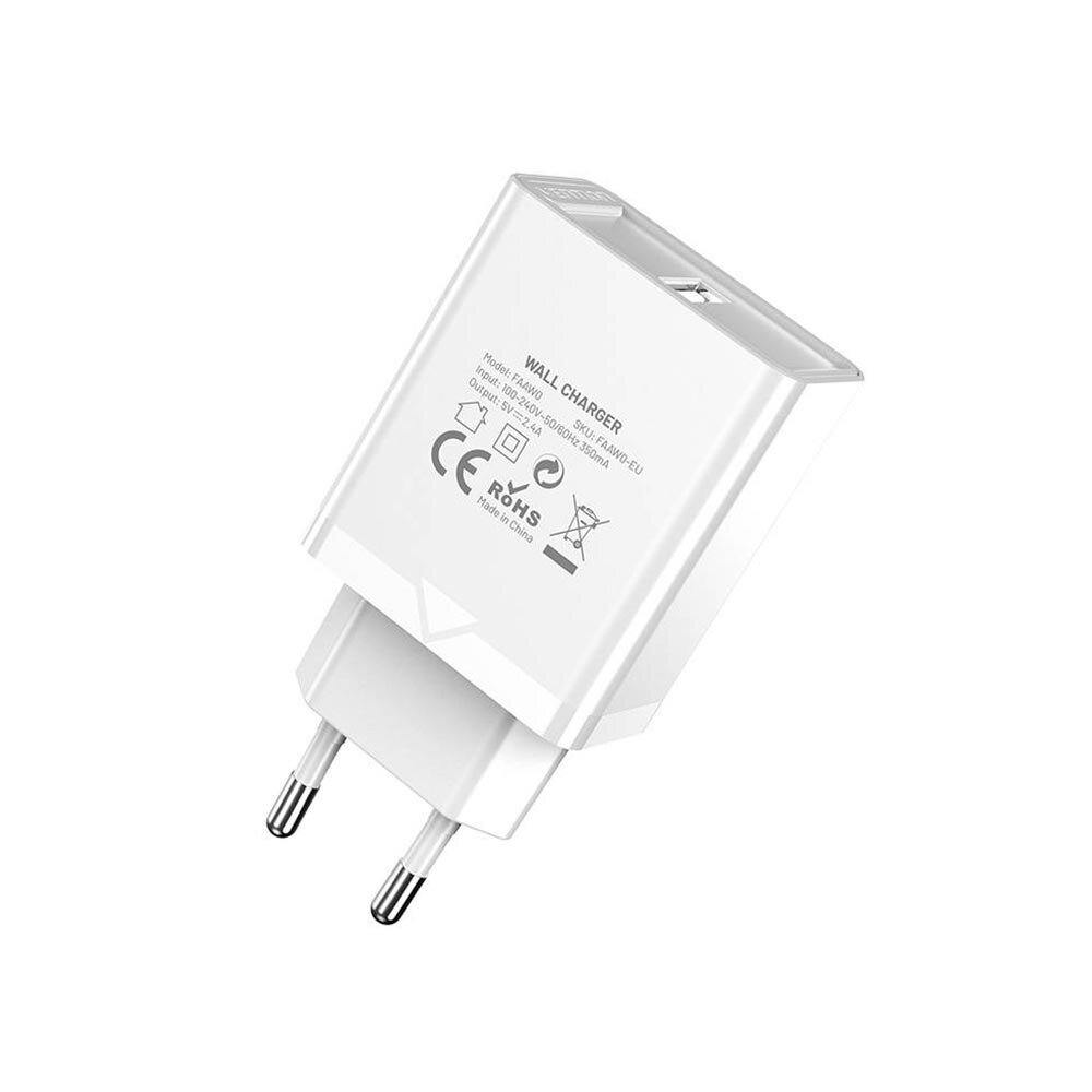 Incarcator Retea EU, Vention, USB-A 12W, 2.4A, 5V, Alb - eMAG.ro