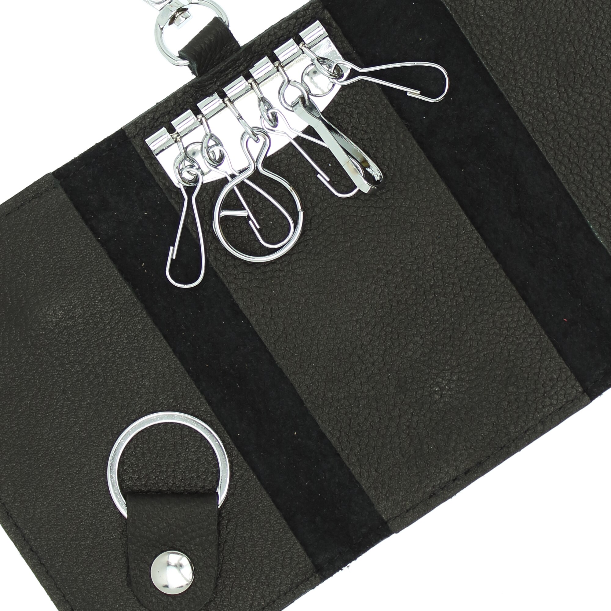 Port chei, din piele naturala, 11x7 cm, Buticcochet, 7 sloturi, Negru ...