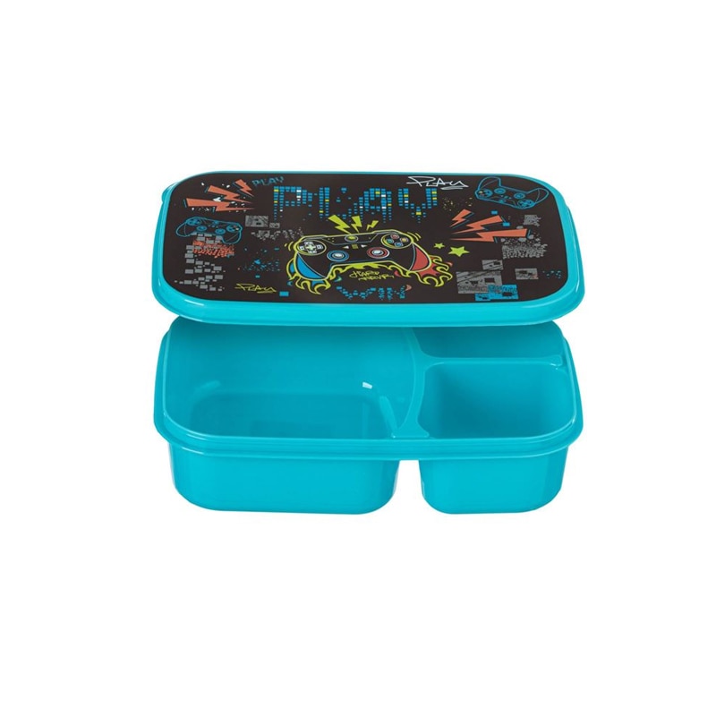 Caserola pentru alimente, 3 compartimente pentru copii, Gaming, Bleu ...