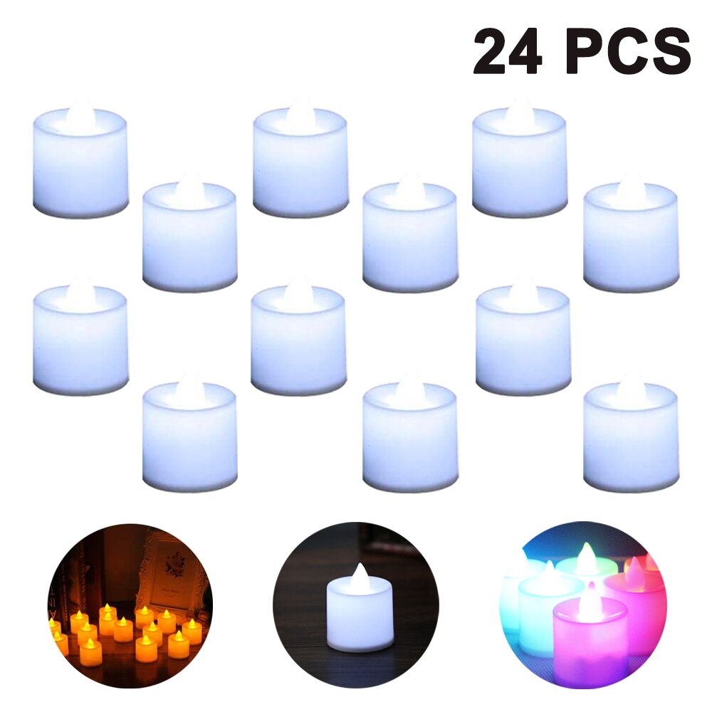 Set 24 Lumanari LED, Cozevdnt, 4x3.6x3.6cm, Alb - eMAG.ro