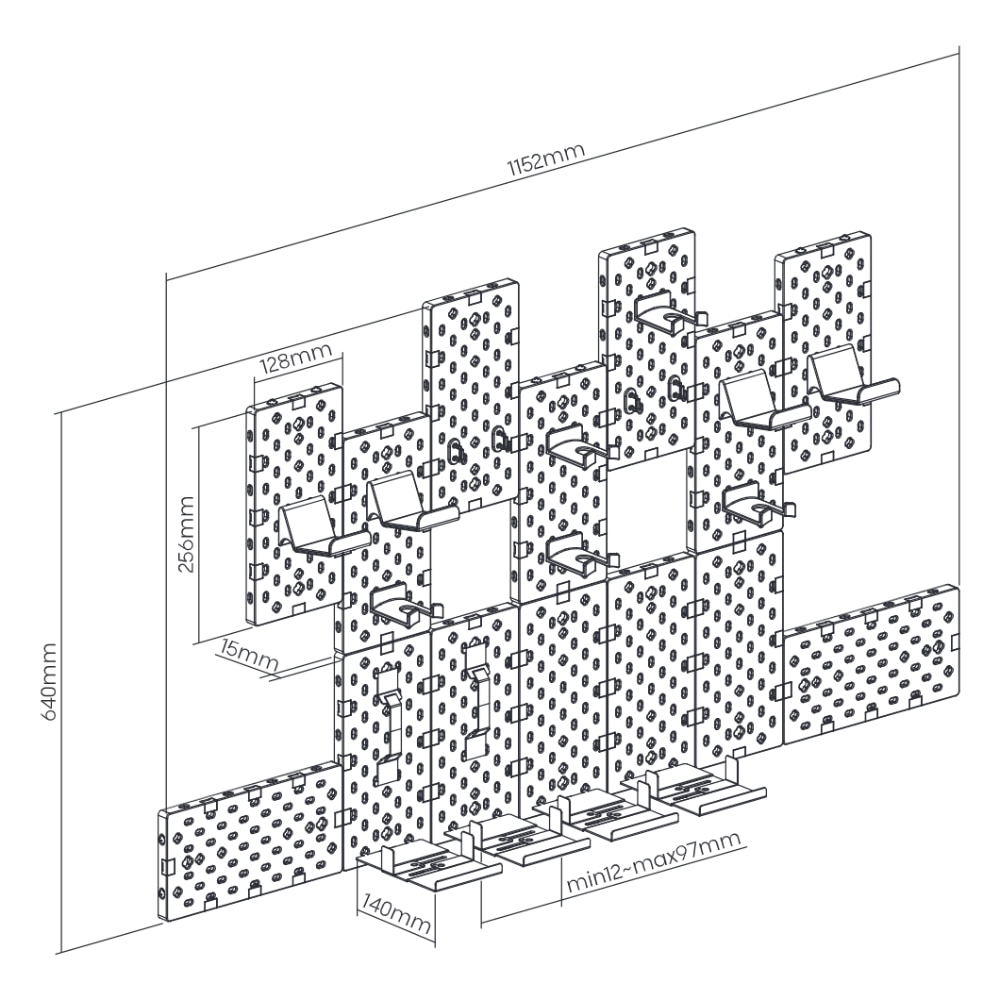 Organizator de perete pentru jocuri, 15 x 128 x 256 mm, Negru/Alb - eMAG.ro
