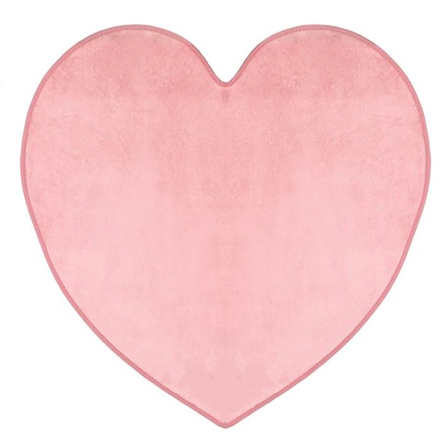 Covoras decorativ antiderapant, model inima, roz, Syamag, 90x90 cm ...
