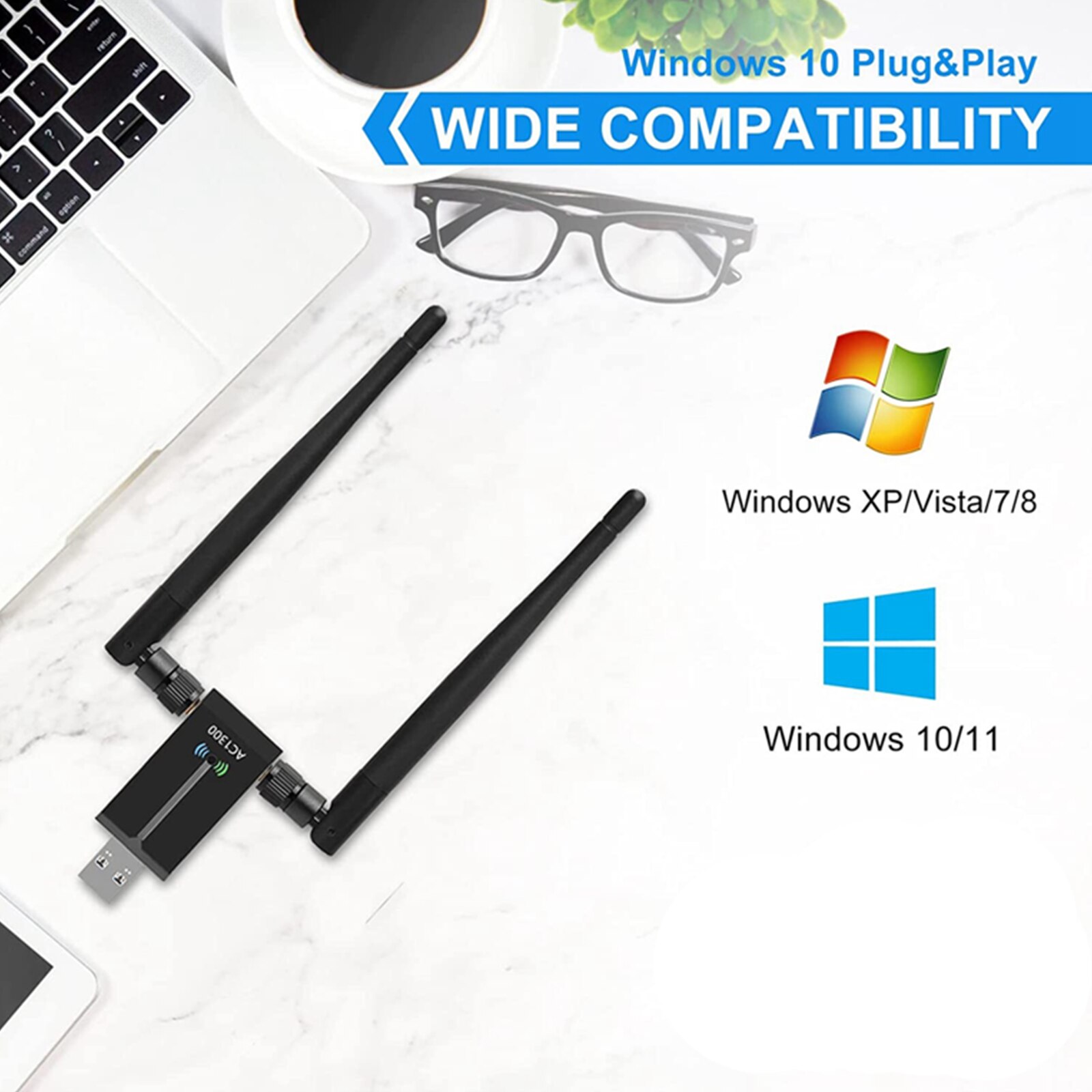 Adaptor Wireless USB 3.0, NUODWELL, Dual Band, Retea 2.4 Ghz / 5Ghz ...