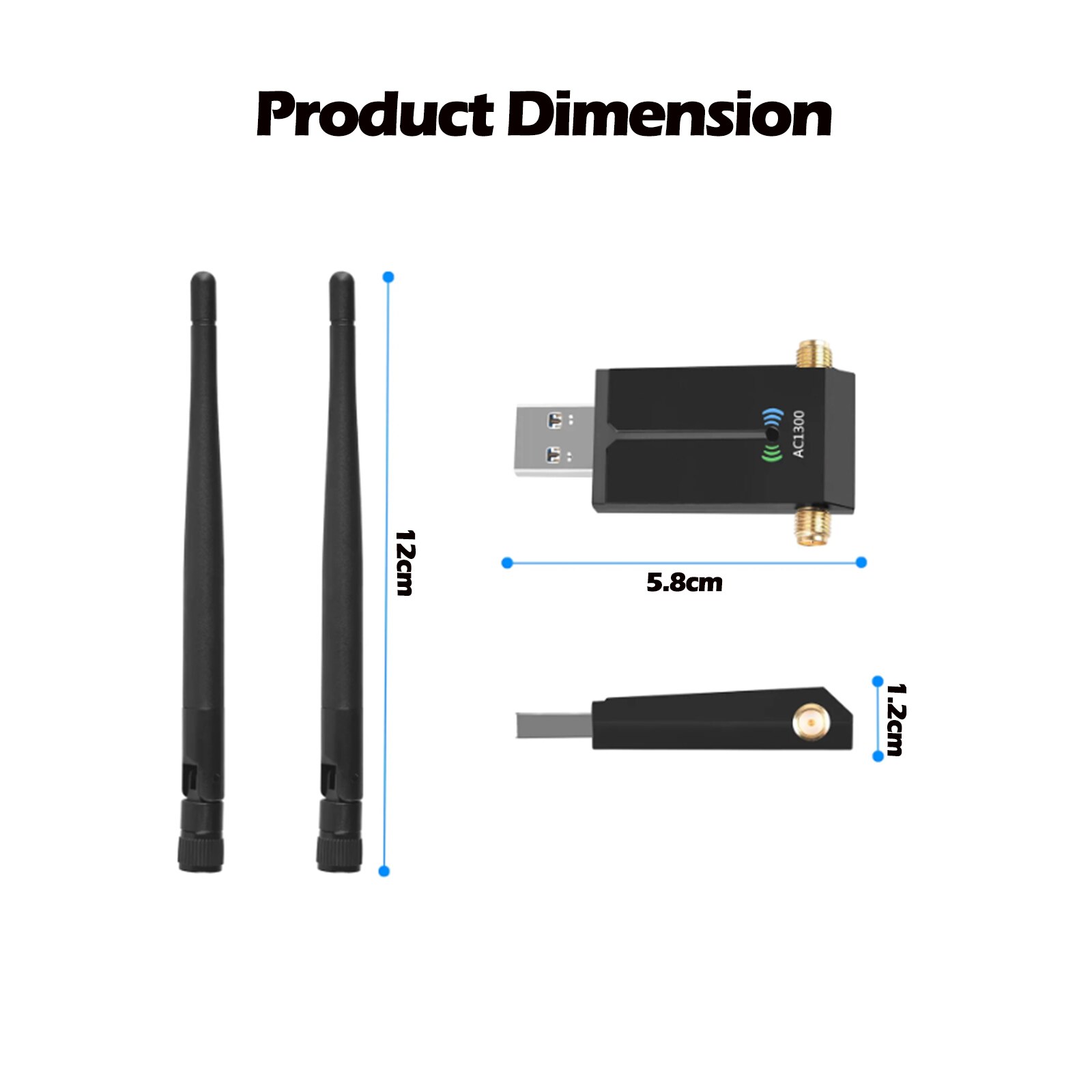 Adaptor Wireless 1300Mbps, NUODWELL, Dual-band Retea 2.4 GHz - 5GHz, 2 ...