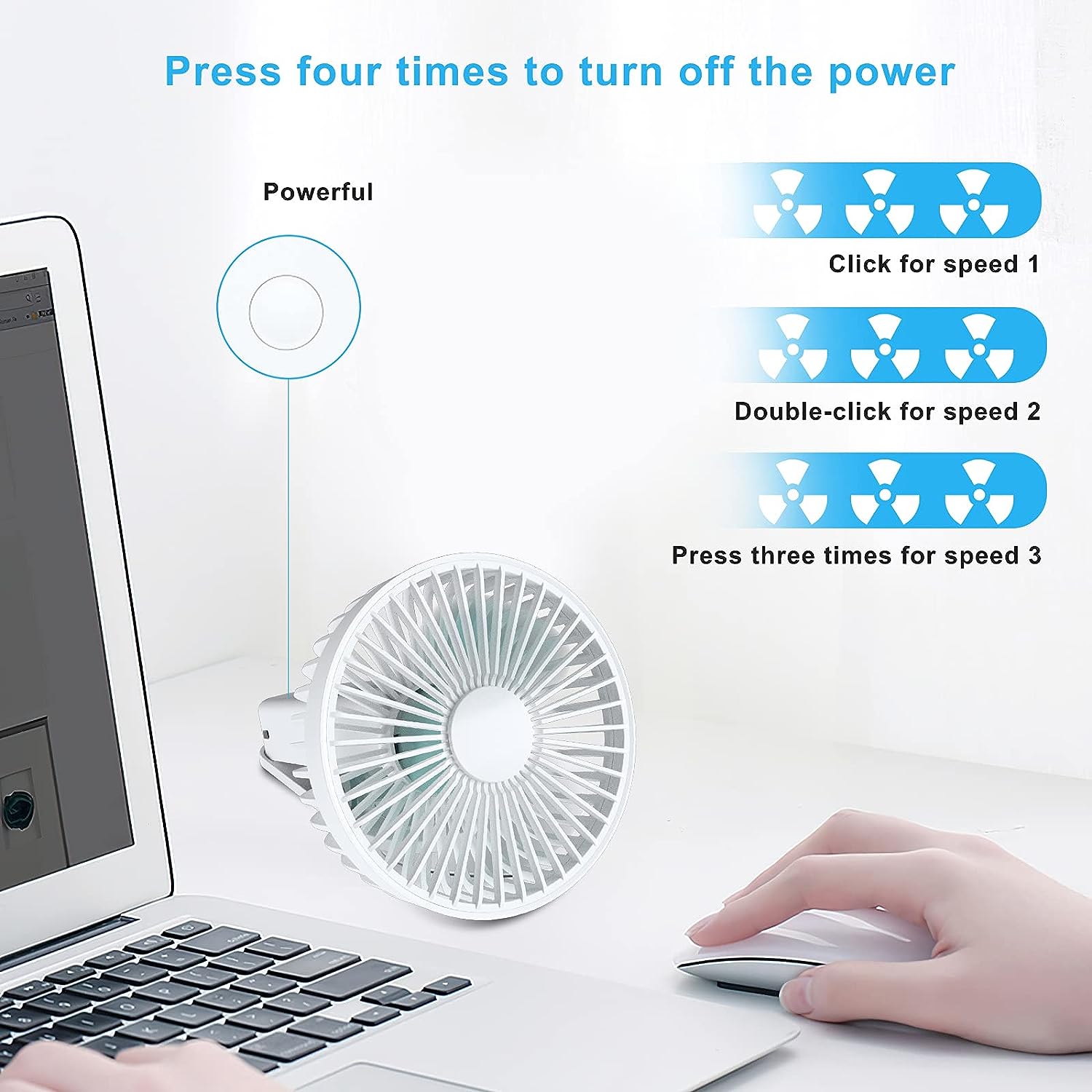 Mini ventilator, Sunmostar, Suport magnetic, Reincarcabil USB, 3 viteze ...