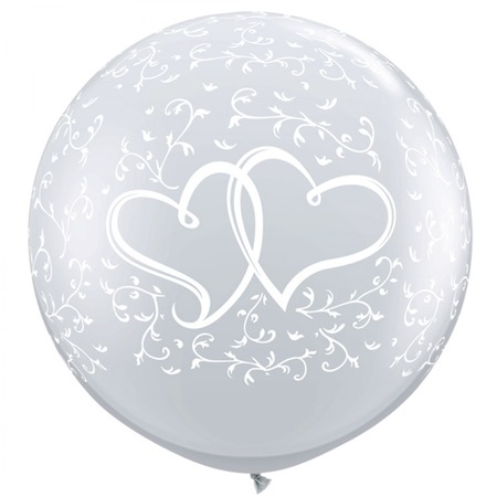 Set 2 baloane mari pentru nunta, Qualatex, Model inima, Latex, 40 ...