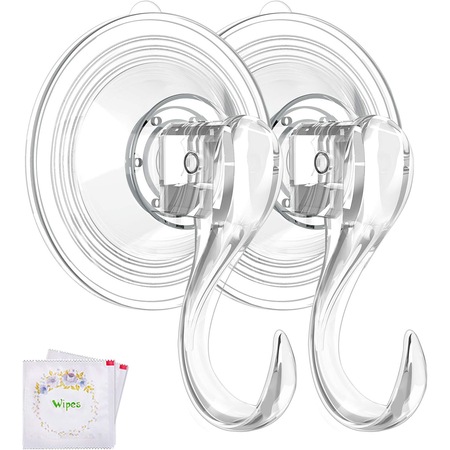 Set 2 carlige rezistente cu ventuza, Plastic, Transparent - eMAG.ro