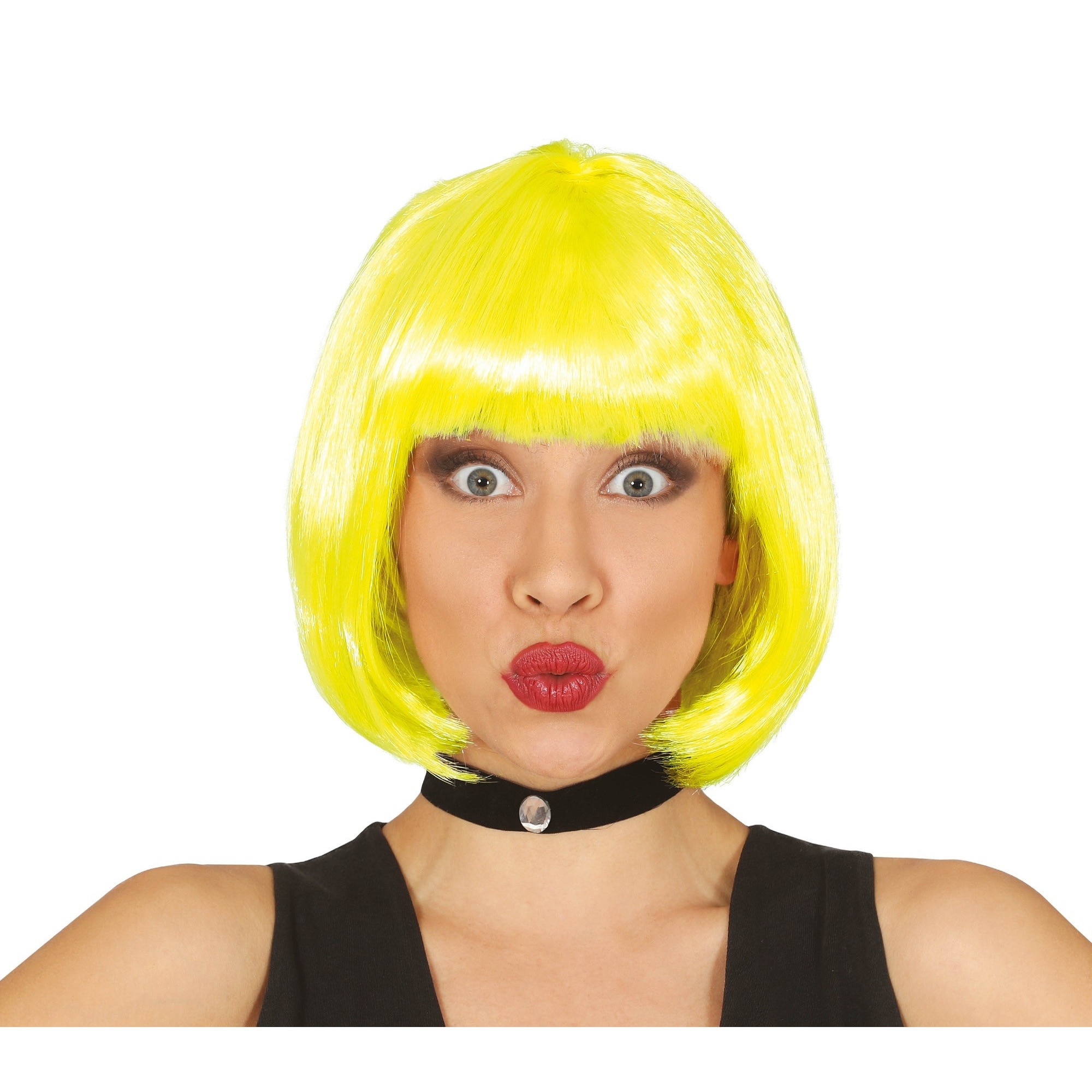 Peruca bob cu breton, Guirca, Galben - eMAG.ro