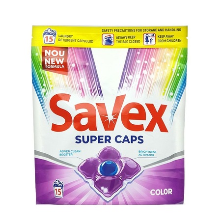Detergent de rufe capsule Savex Super Caps, curatare puternica, Color ...