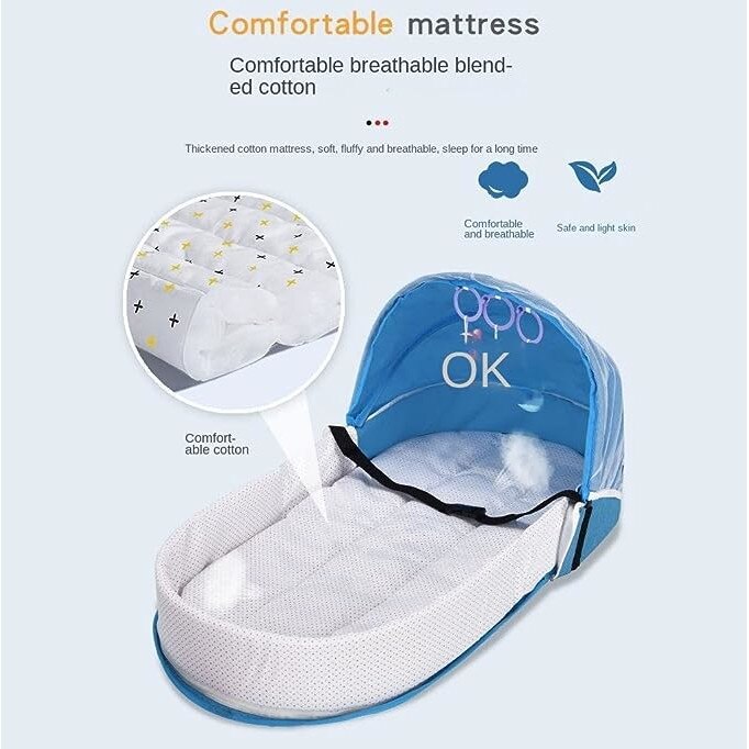 Landou bebe, 80x40x45cm, 0-12luni, Alb/Gri - eMAG.ro