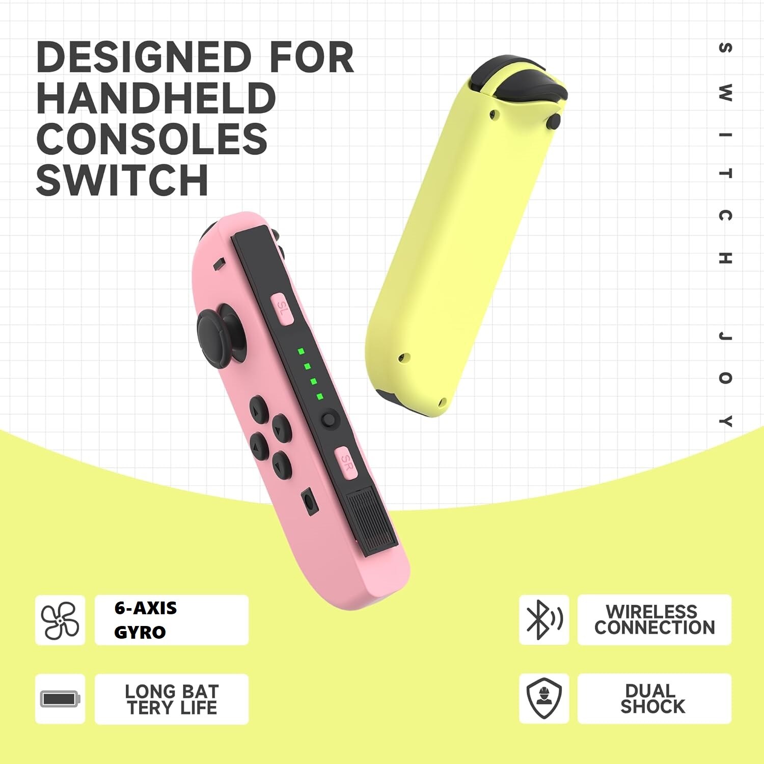 Gamepad pentru Nintendo Switch, 2 Piese, Roz/Galben - eMAG.ro