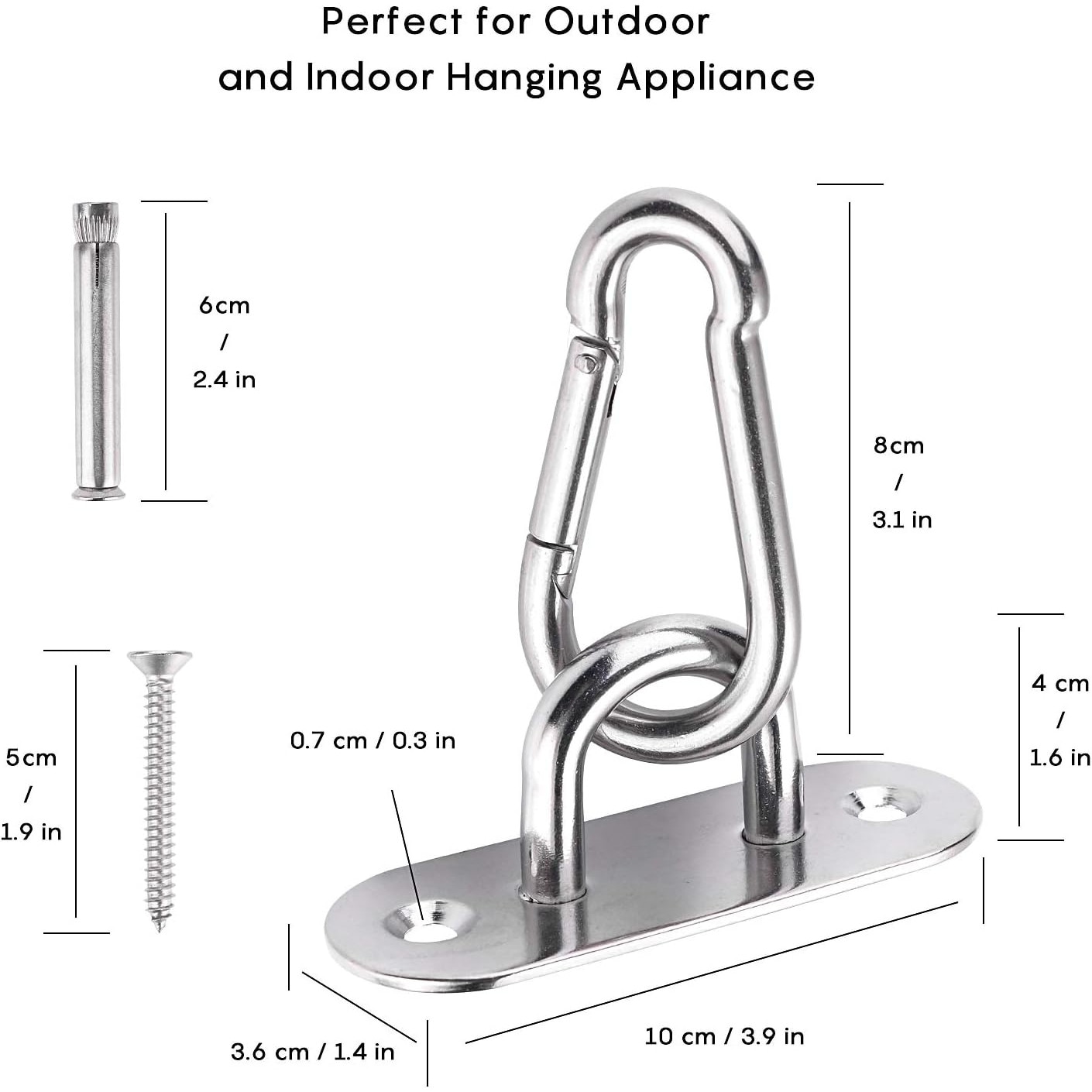 Carlig tavan hamac, Sunmostar, Inox, 450 kg, Argintiu - eMAG.ro