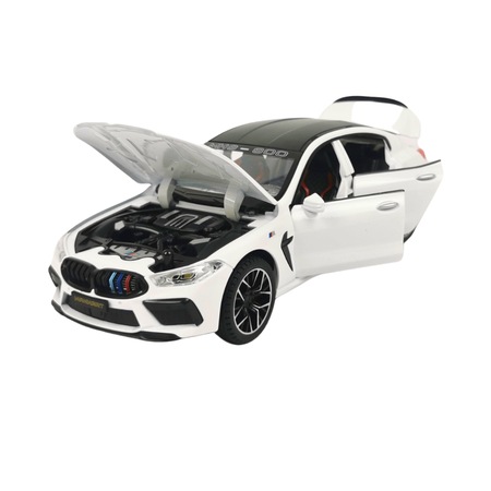 Детски автомобил BMW, Метален, С отварящи се врати, 1:24, Бял, Без ...