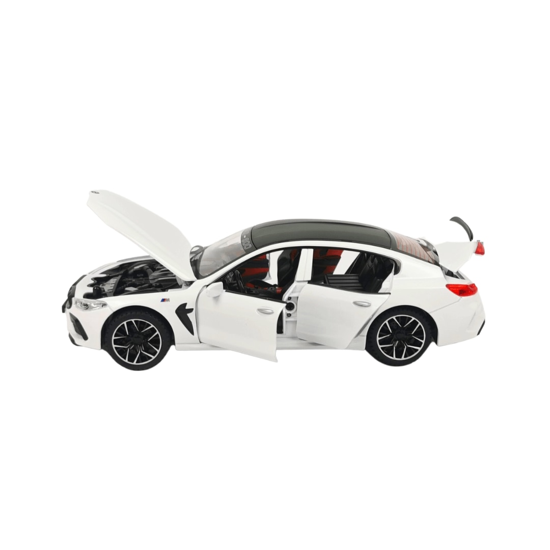 Детски автомобил BMW, Метален, С отварящи се врати, 1:24, Бял, Без ...