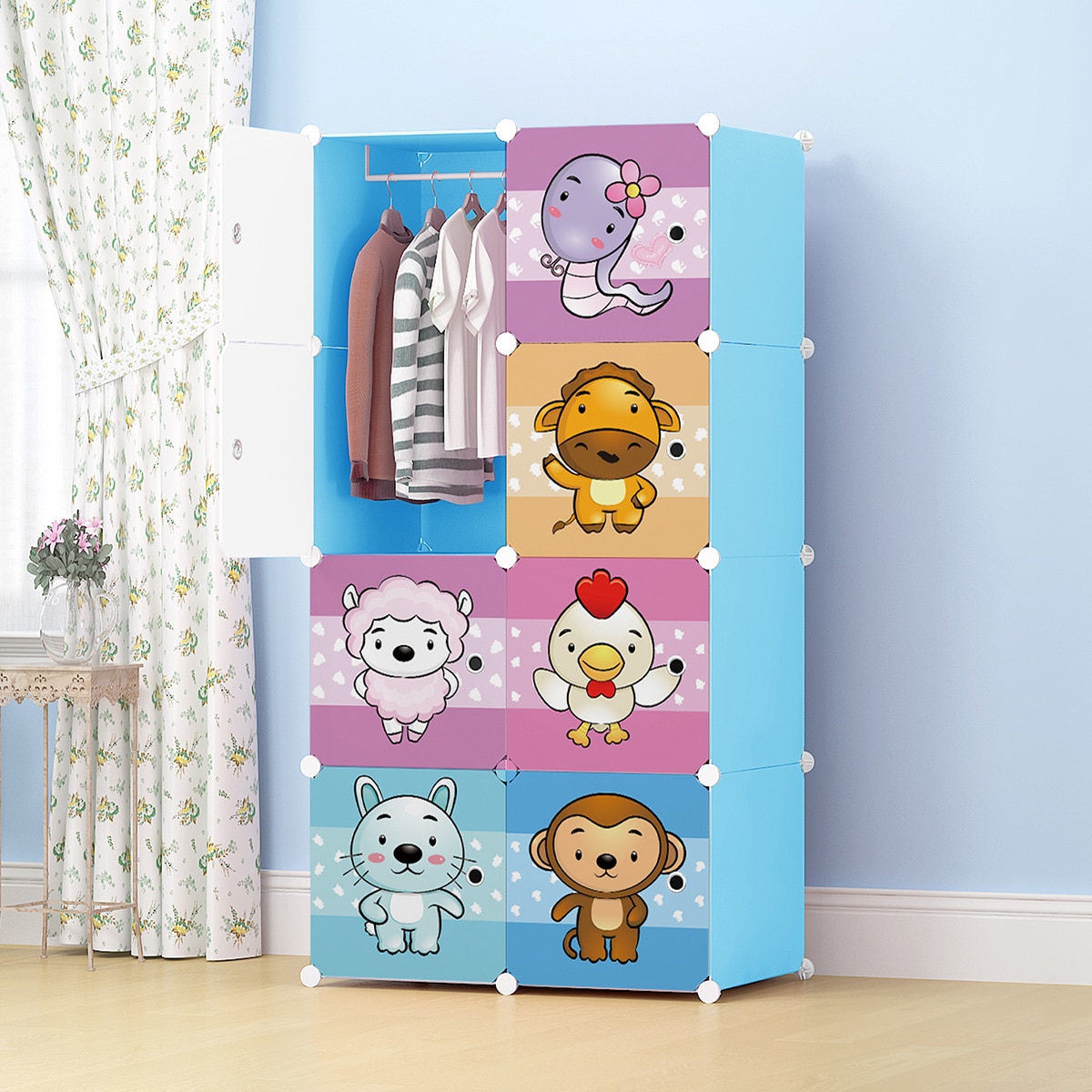 Dulap Modular Copii, 8 Usi, D5533, Albastru, 75x37x148cm - eMAG.ro