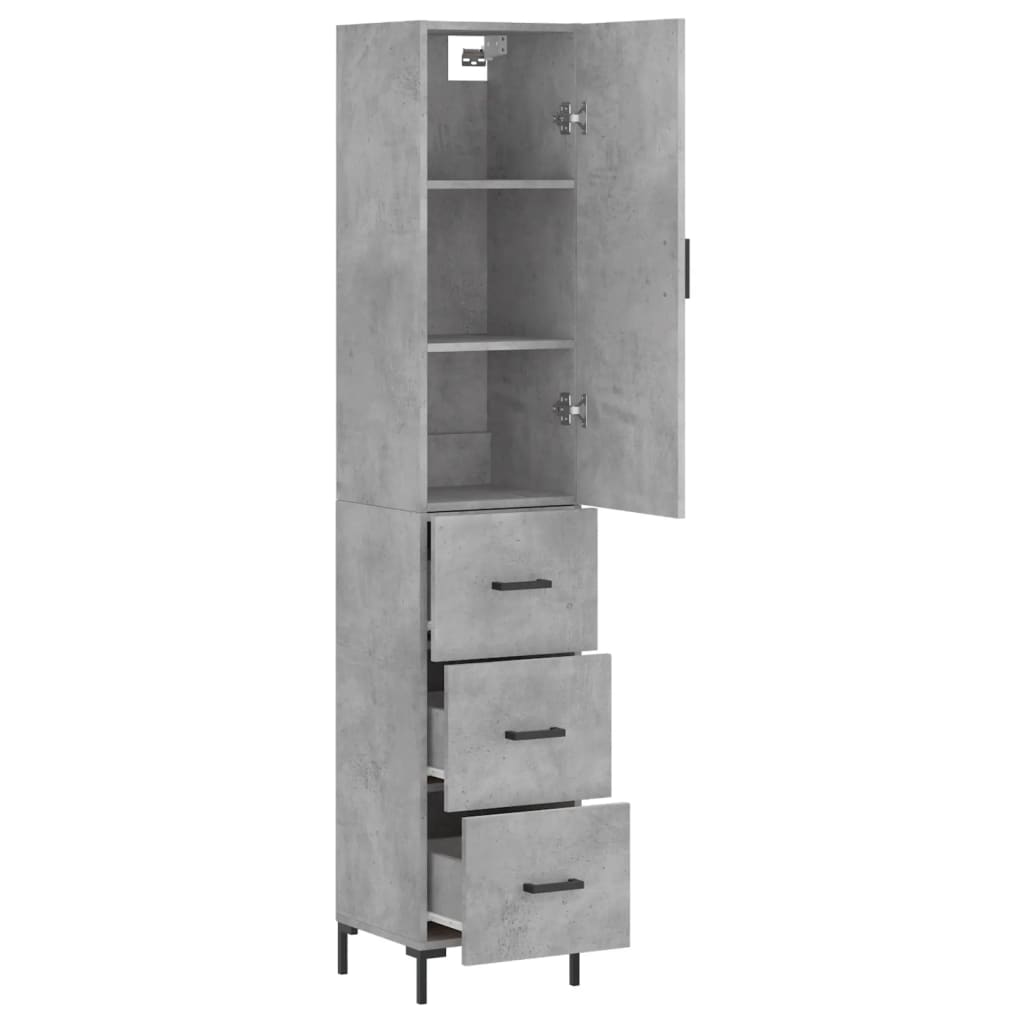 Dulap inalt vidaXL, gri beton, 34,5x34x180 cm, lemn prelucrat, 32.6 kg ...