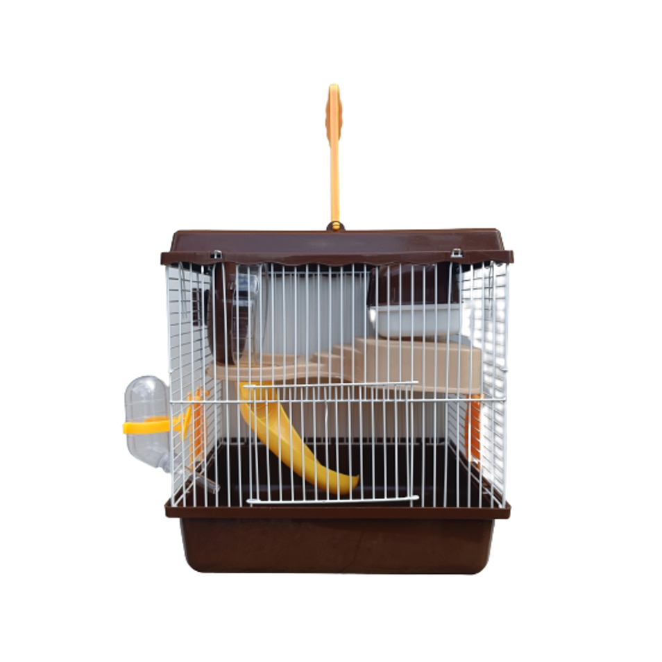 Cusca pentru hamsteri, complet utilata, doua nivele, 27x20x27 cm - eMAG.ro