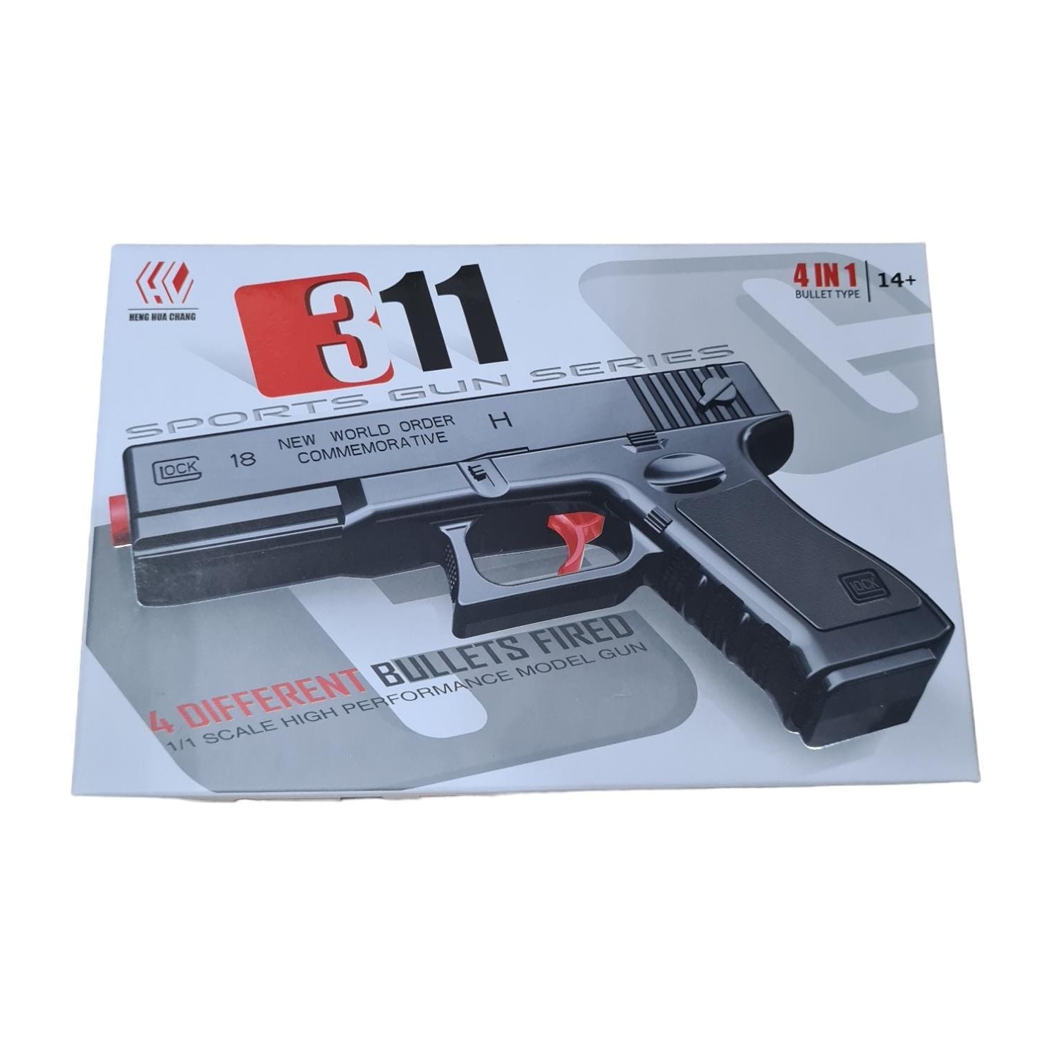 Пистолет играчка Glock 18, ръчно зареждане, 18 см, 3 куршума от мека ...
