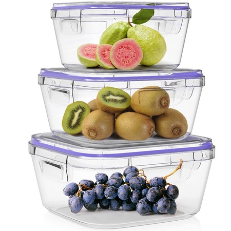 Caserole sticla borosilicat, 3 buc, 180-520 ml, sistem inchidere - eMAG.ro