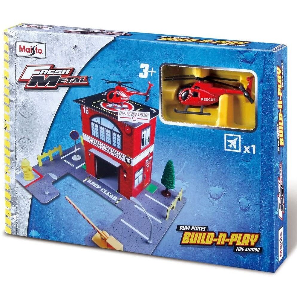 Set cu elicopter, Maisto Build N Play Brigada de pompieri - eMAG.ro