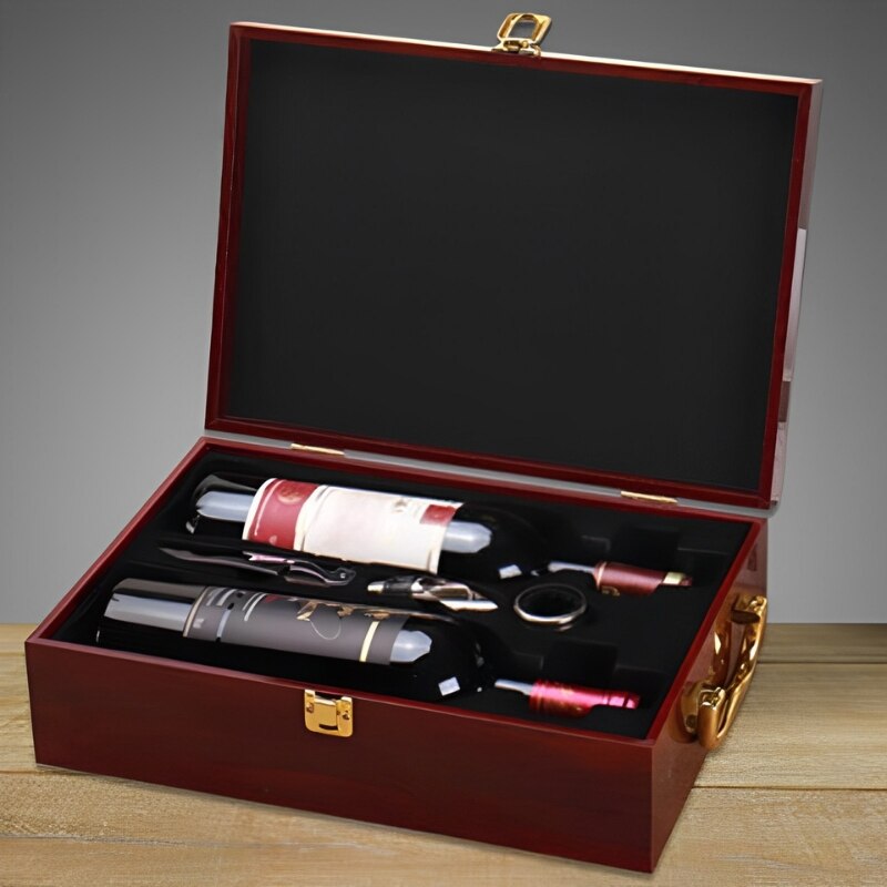 Set cutie de vin Wood Deluxe, Mindblower, Vintrigue, pentru 2 sticle ...