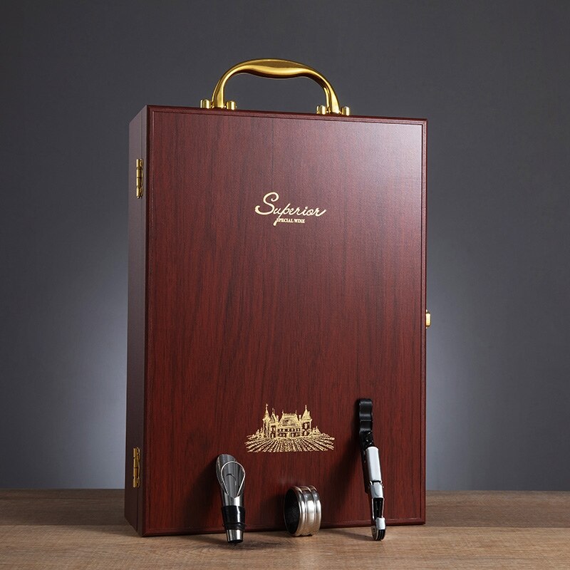 Set cutie de vin Wood Deluxe, Mindblower, Vintrigue, pentru 2 sticle ...
