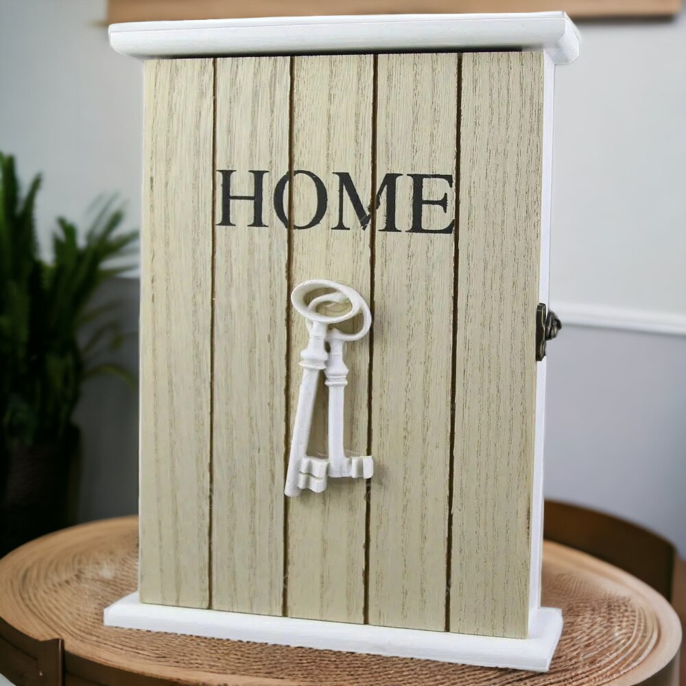 Cutie pentru chei din lemn cu 6 agatatori, Home 19x26 cm - eMAG.ro