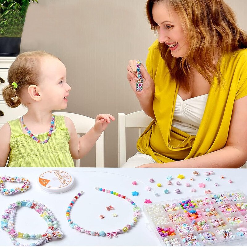 Set de margele DIY pentru copii, Acril, 3 ani+, Multicolor - eMAG.ro