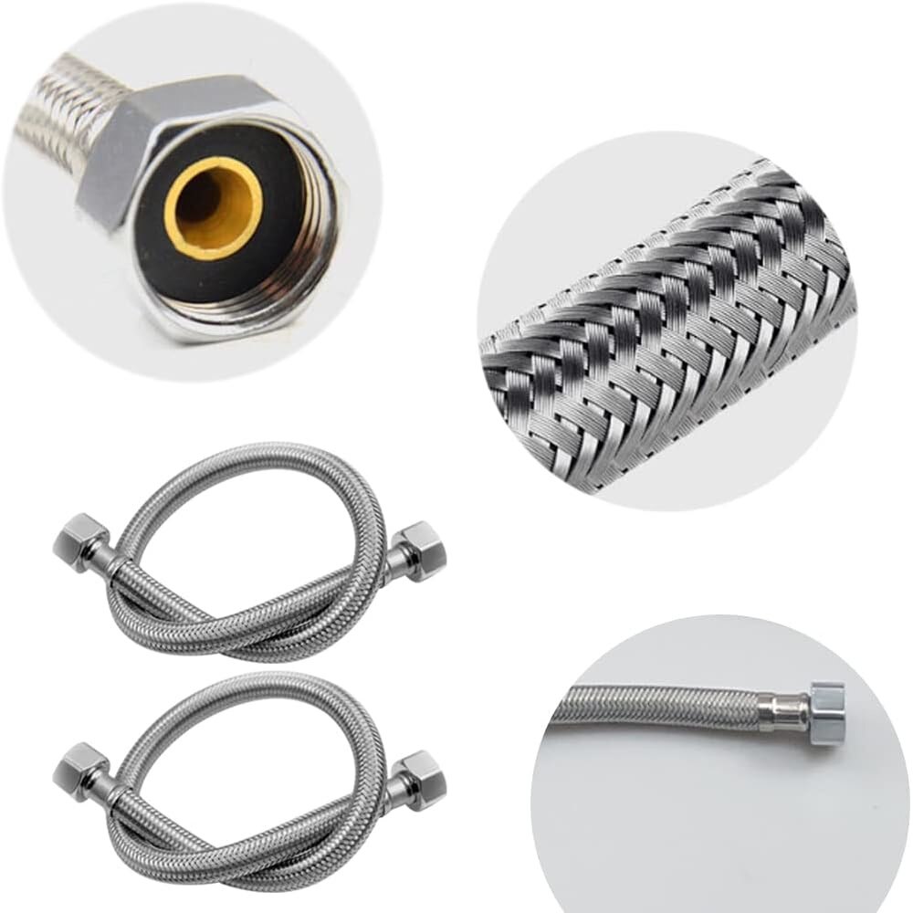 Furtun impletit, Sunmostar, Inox, 2 buc, 50 cm, Argintiu - eMAG.ro