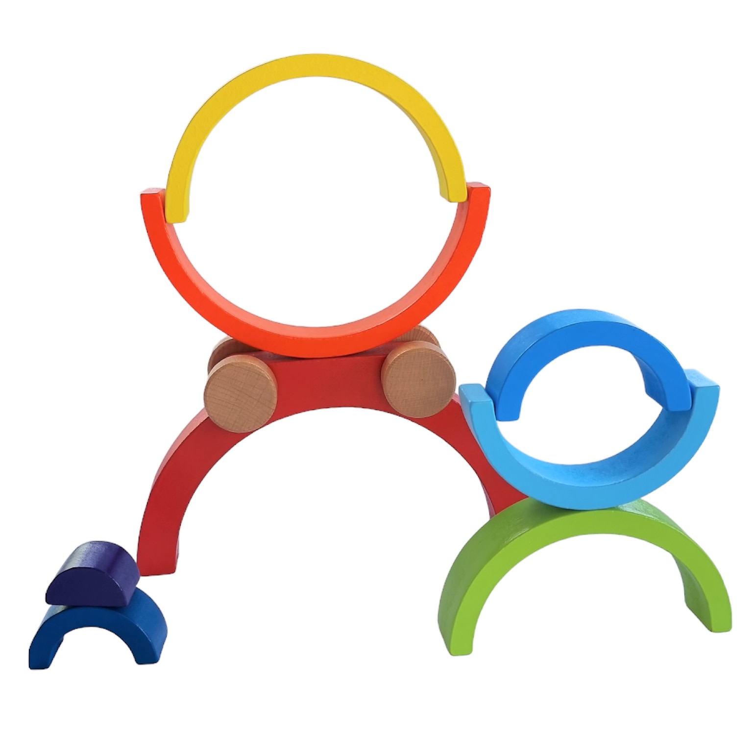 Masina colorata curcubeu, Stivuitor din lemn, Constructie, Puzzle, 8 ...