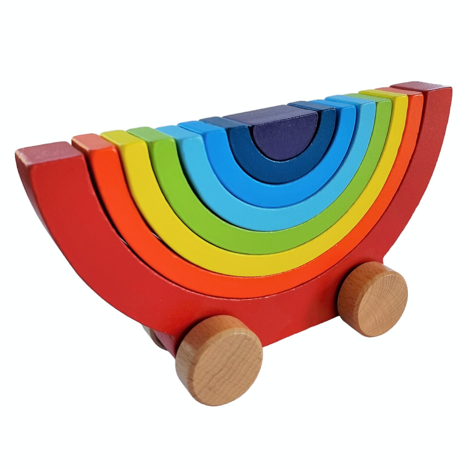 Masina colorata curcubeu, Stivuitor din lemn, Constructie, Puzzle, 8 ...