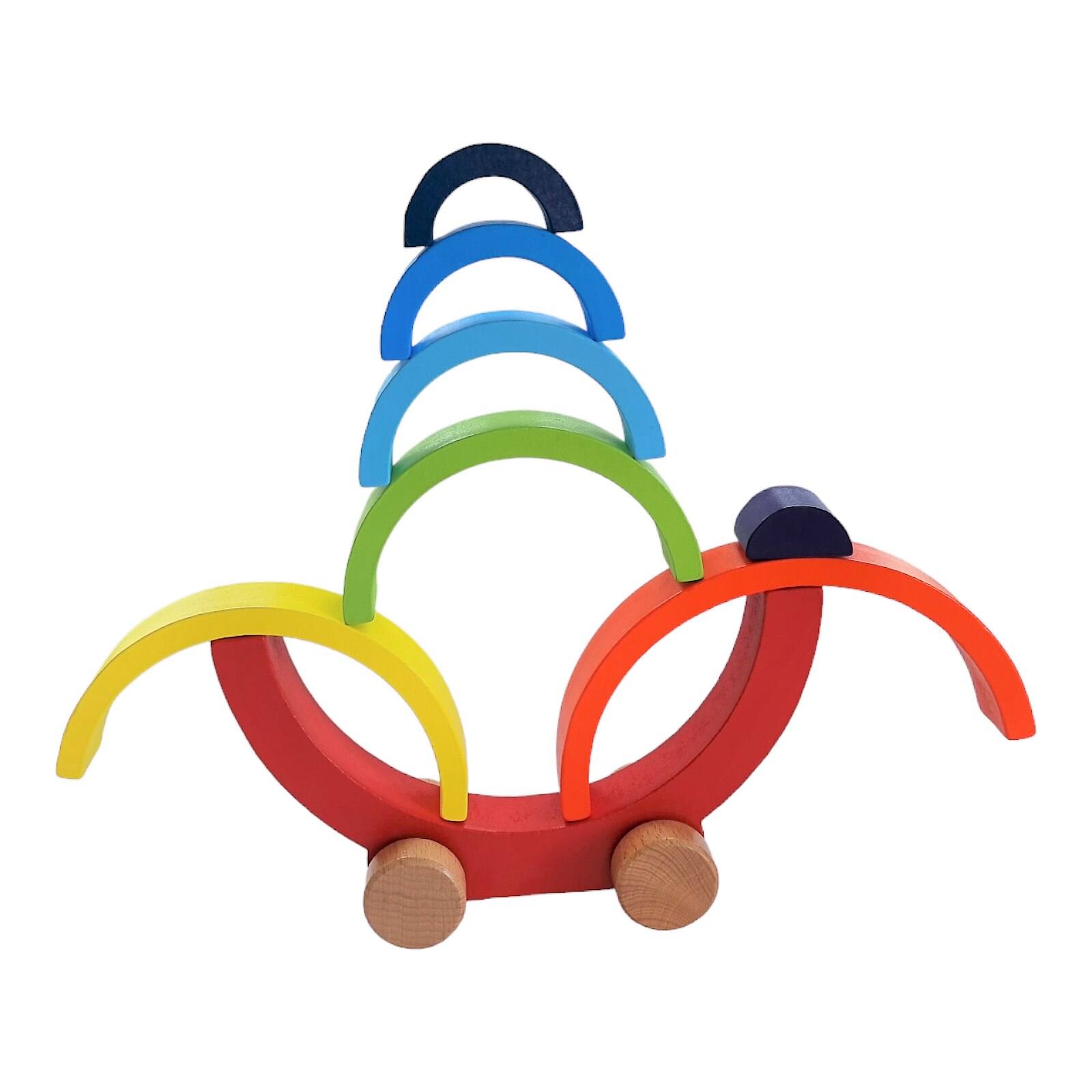 Masina colorata curcubeu, Stivuitor din lemn, Constructie, Puzzle, 8 ...