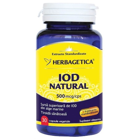 Iod Natural, supliment alimentar pentru tiroida sanatoasa 500 mcg / cps ...
