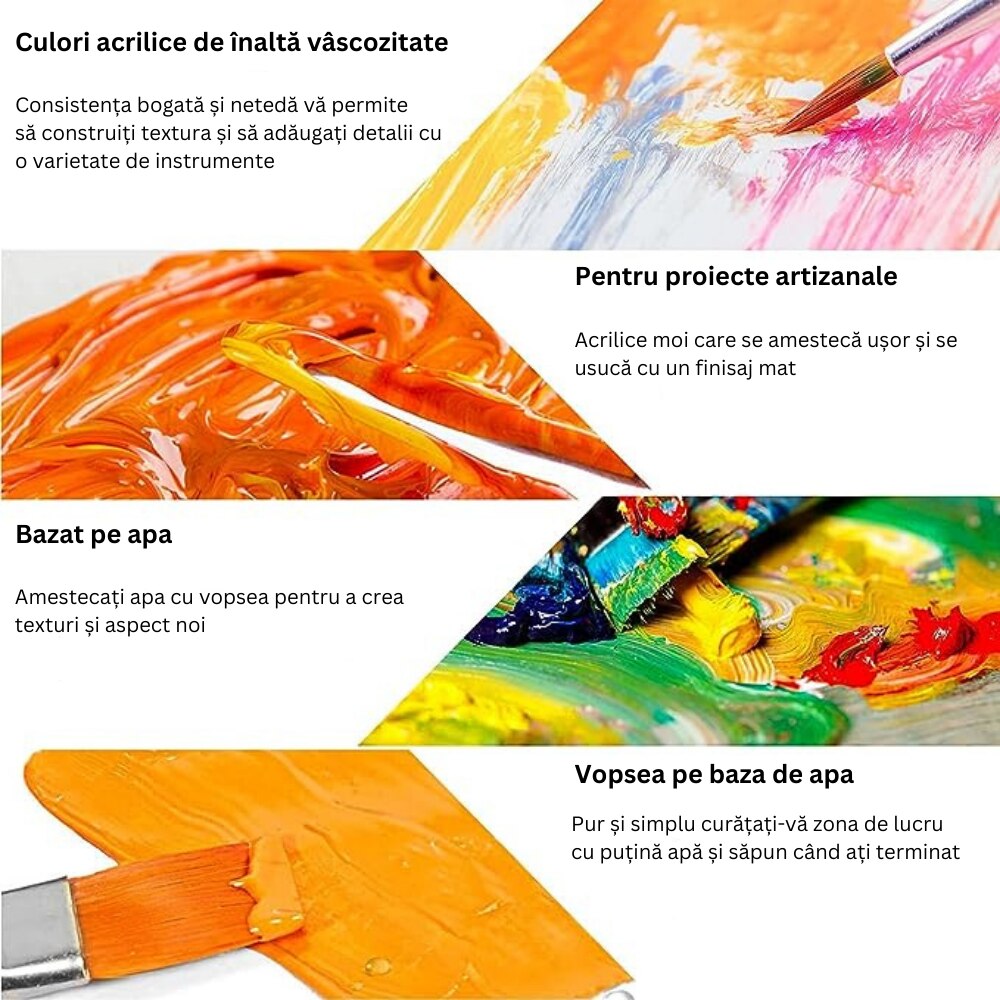 Set de Acuarele Acrilice / Tempera 24 de Culori/Tuburi (12 ml), Non ...
