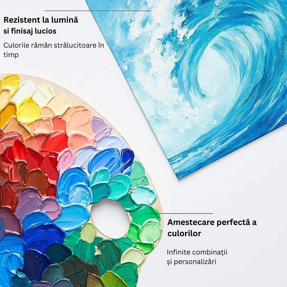 Set de Vopsea Acrilica 24 de Culori/Tuburi (12 ml), Non Toxica, Care nu ...