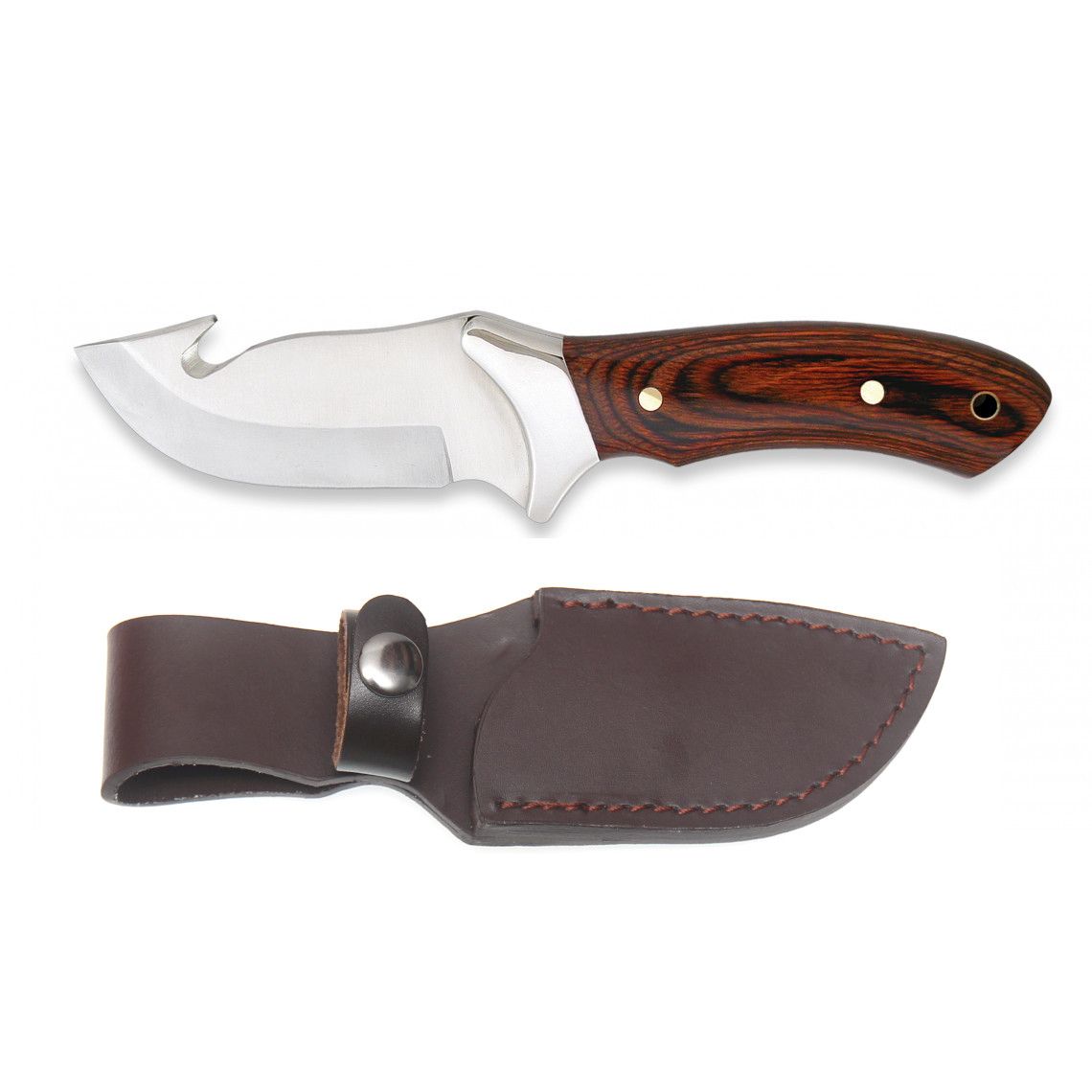 Cutit Vanator pentru jupuit si eviscerat, Teaca, Lama inox 10cm ...