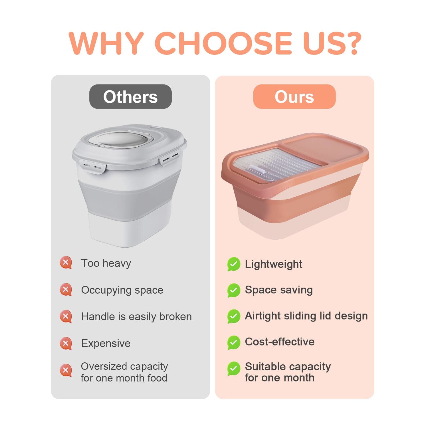 Recipient stocare hrana animale, MWAOWM, Plastic, Roz - eMAG.ro