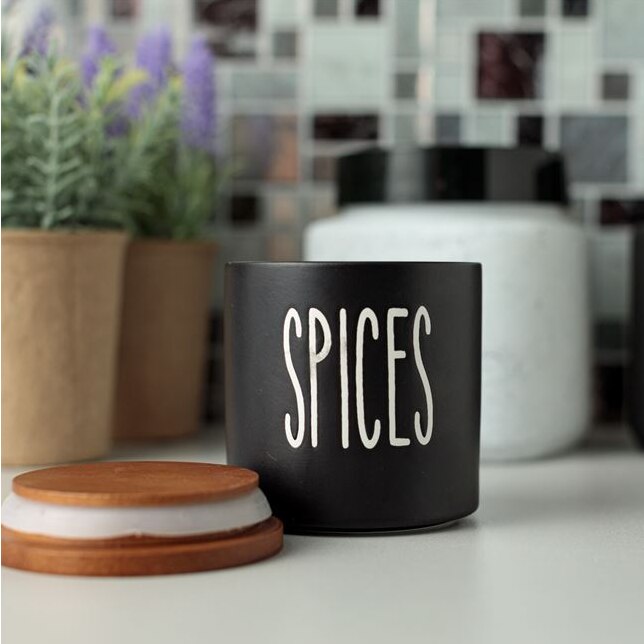 Recipient din ceramica cu capac din lemn pentru condimente, Neirini ...