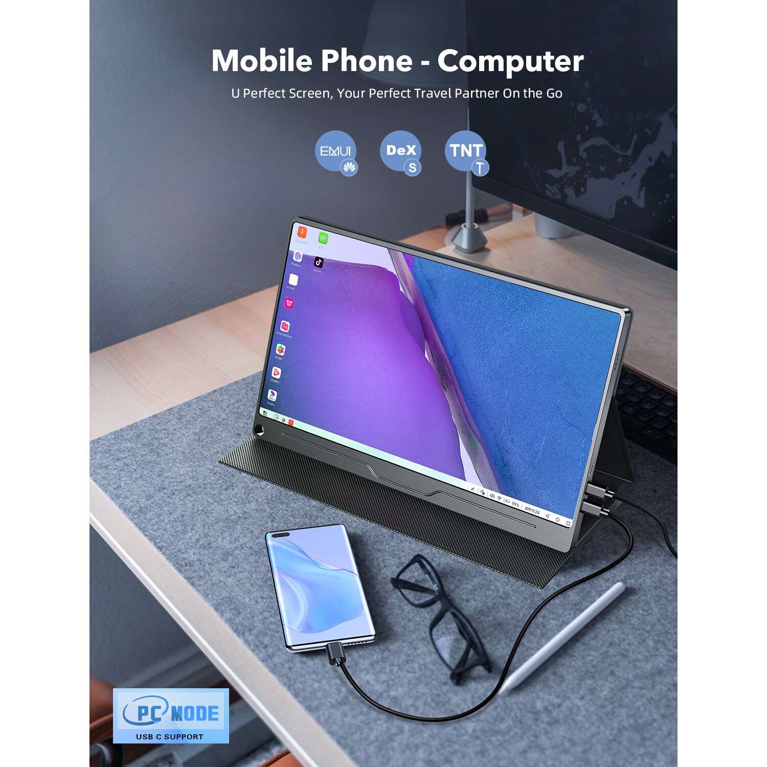 Monitor portabil Uperfect, 1920x1080 px, 15.6 inci, 178 °, IPS, HDR ...