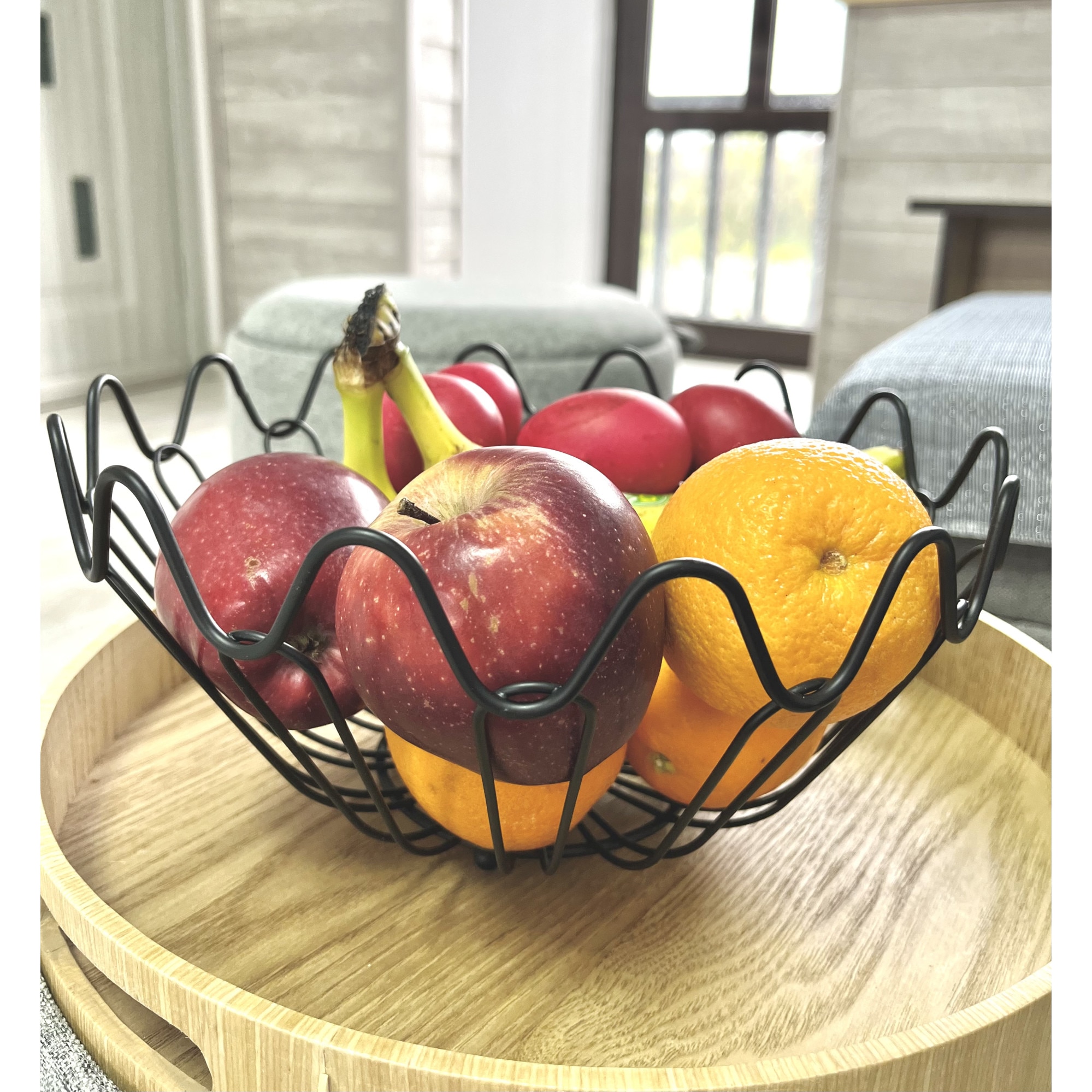 Cos pentru fructe Elite, negru din metal, diametru 26 cm - eMAG.ro