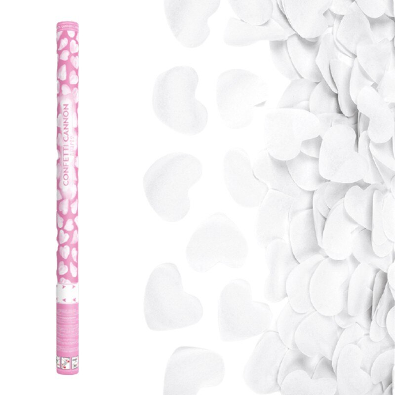Tub confetti shooting cu inimioare pentru nunta, Alb, 80 cm - eMAG.ro